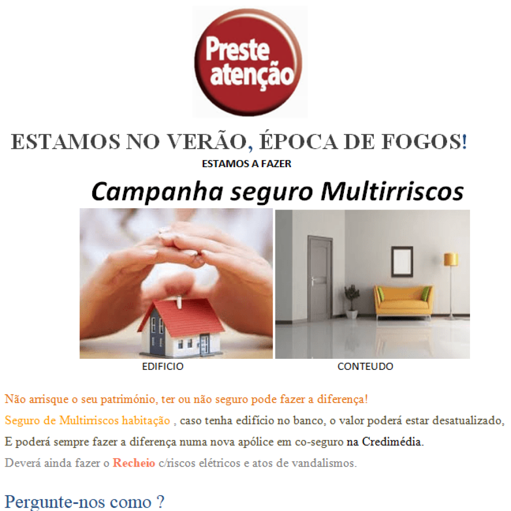 Campanha Seguro Multirriscos Habitação | CREDIMÉDIA - Corretores de Seguros